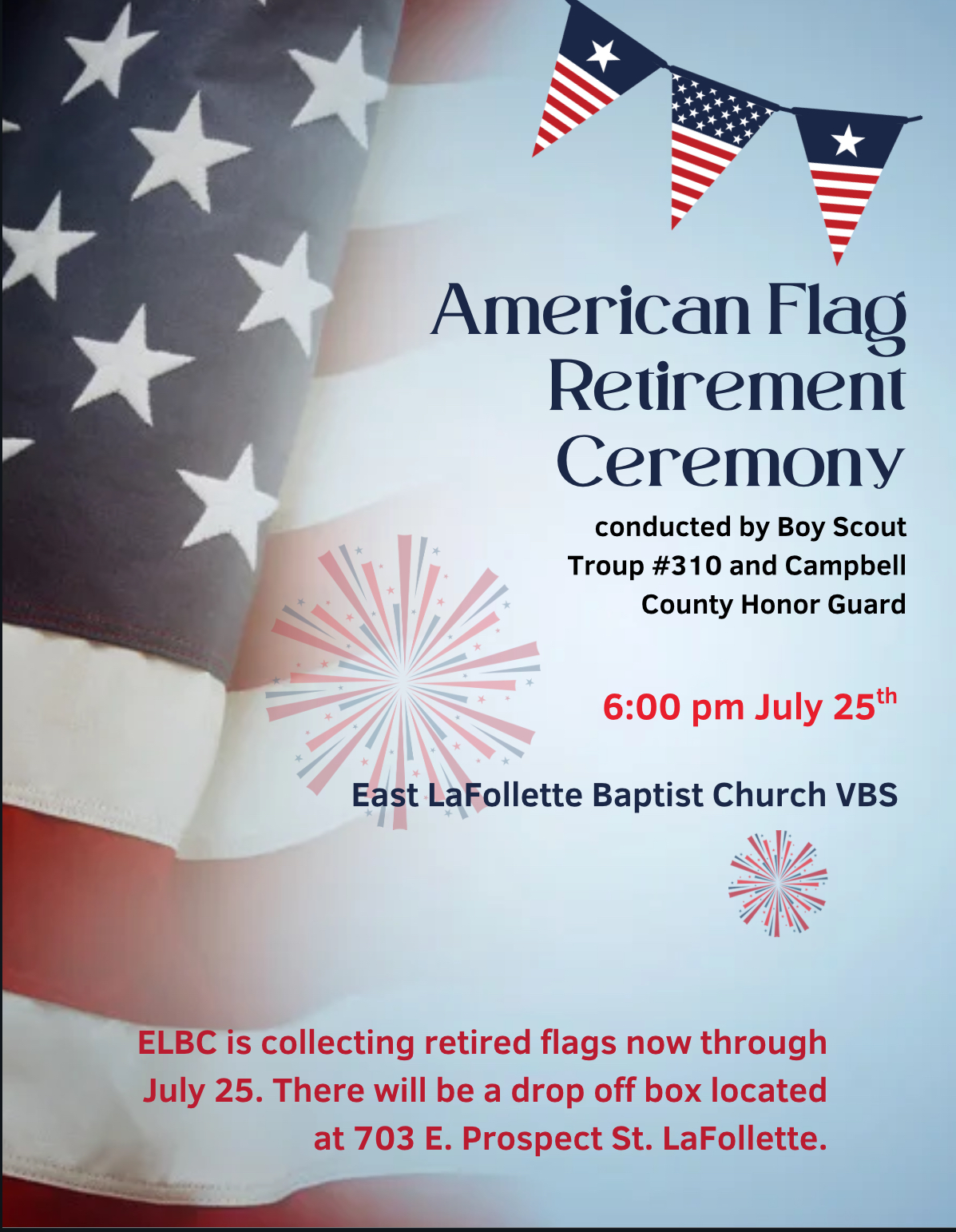 More than 300 flags to be retired at ELBC’s July 25 ceremony - WLAF