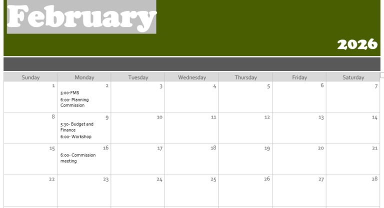 February County Calendar is set, first meetings Monday – WLAF
